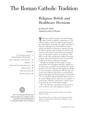 "The Roman Catholic Tradition: Religious Beliefs and Healthcare Decisio ...