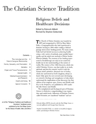 "The Christian Science Tradition: Religious Beliefs and Healthcare Deci" by Deborah Abbott and ...